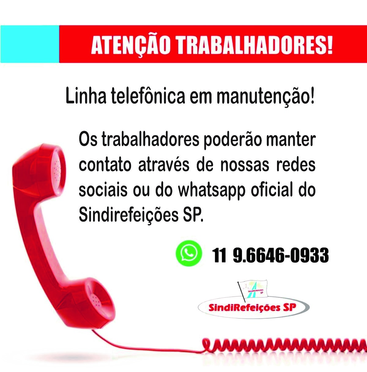 NOTA: Linha telefônica do Sindicato está em manutenção